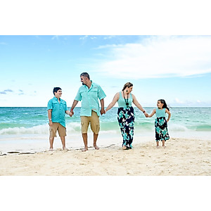 Qin.Orianna Mommy and Me Boho Floral Family Matching Maxi Dress with Pocket for Mother’s Day Green