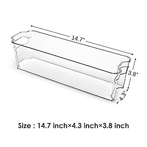 Vtopmart Breastmilk Storage Container 4PCS Set, Clear Freezer and Fridge Organizer Bins, Plastic Storage Bins for Breast Milk, Baby Pouches, Formula, Bottles and Yogurts, 4.3’’ Width, 14.7" Long