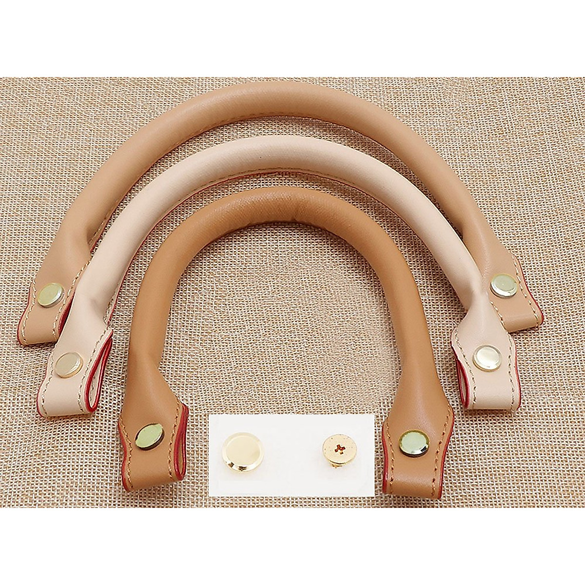 2pcs Synthetic Leather Genuine Quality Replacement Interchangeable Shoulder Strap for Handbags Purse Bags- Beige