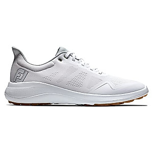 FootJoy Men's FJ Flex Golf Shoe, White/White/Tan, 10