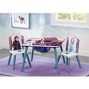 Delta Children Kids Table and Chair Set with Storage (2 Chairs Included) Plus Design & Store 6 Bin Toy Storage Organizer - Ideal for Arts & Crafts, Homeschooling, Homework & More, Disney Frozen II