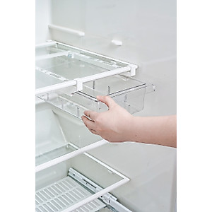 YekouMax Fridge Drawer Organizer, Refrigerator Organizer Bins, Pull Out with Handle, Fridge Shelf Holder Storage Box, Clear Container for Food,Drinks,Fit for Fridge Shelf Under 0.6" (1 Pack Medium)
