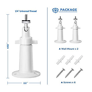 OLAIKE 5m/16ft Charge Cable with DC Power Adapter Bundle with Smart Home Adjustable Metal Wall Mount (2 Pack) for Google Nest Cam Outdoor or Indoor (Battery) - 2nd Gen, White