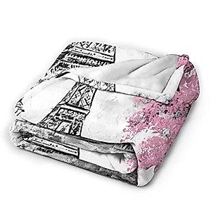 Perinsto Paris Eiffel Tower Throw Blanket Ultra Soft Warm All Season Decorative Fleece Blankets for Bed Chair Car Sofa Couch Bedroom 50"X40"