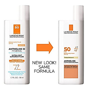 La Roche-Posay Anthelios Tinted Sunscreen SPF 50, Ultra-Light Fluid Broad Spectrum SPF 50, Face Sunscreen with Titanium Dioxide Mineral Face Sunscreen, Universal Tint, Oil-Free