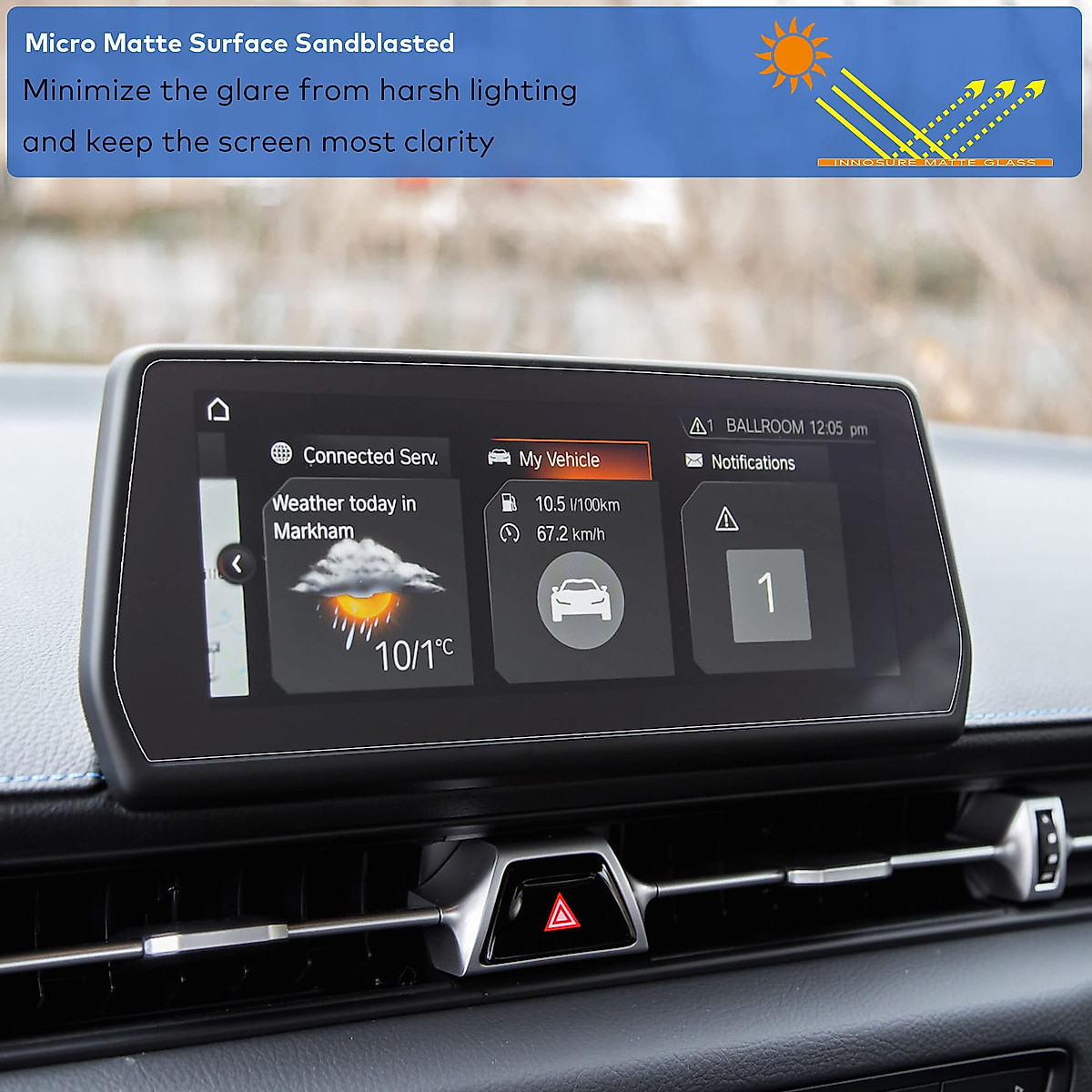 INNOSURE Tempered Glass Screen Protector for Toyota GR Supra 2020/2021/2022/2023/2024/2025 2.0 3.0 3.2 A90 A91 MK5 8.8" Touchscreen Anti Glare (Matte)