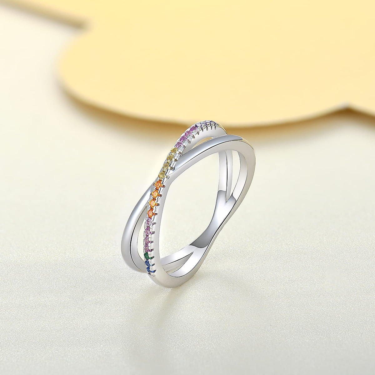 STARCHENIE X Ring Sterling Silver Rings for Women X Criss Cross Wrap Ring Cubic Zirconia Rings