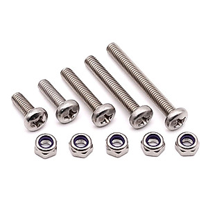 M6-1.0 x 30mm (20 Sets) Stainless Steel Pan Head Machine Screws with M6-1.0 Locknuts Hardware Assortment Kit 304 Stainless Steel