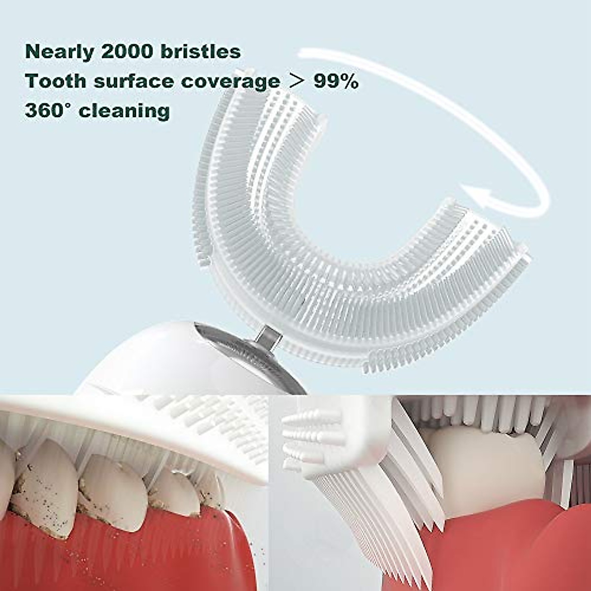 Sunartec Electric Toothbrushes 2023 Newly Generation Sonic U-Shaped Toothbrushes Teeth Whitening Kit Gel for Adults Portable Purplr-Light Cleaning and Air-Drying Powerful Charger IPX7