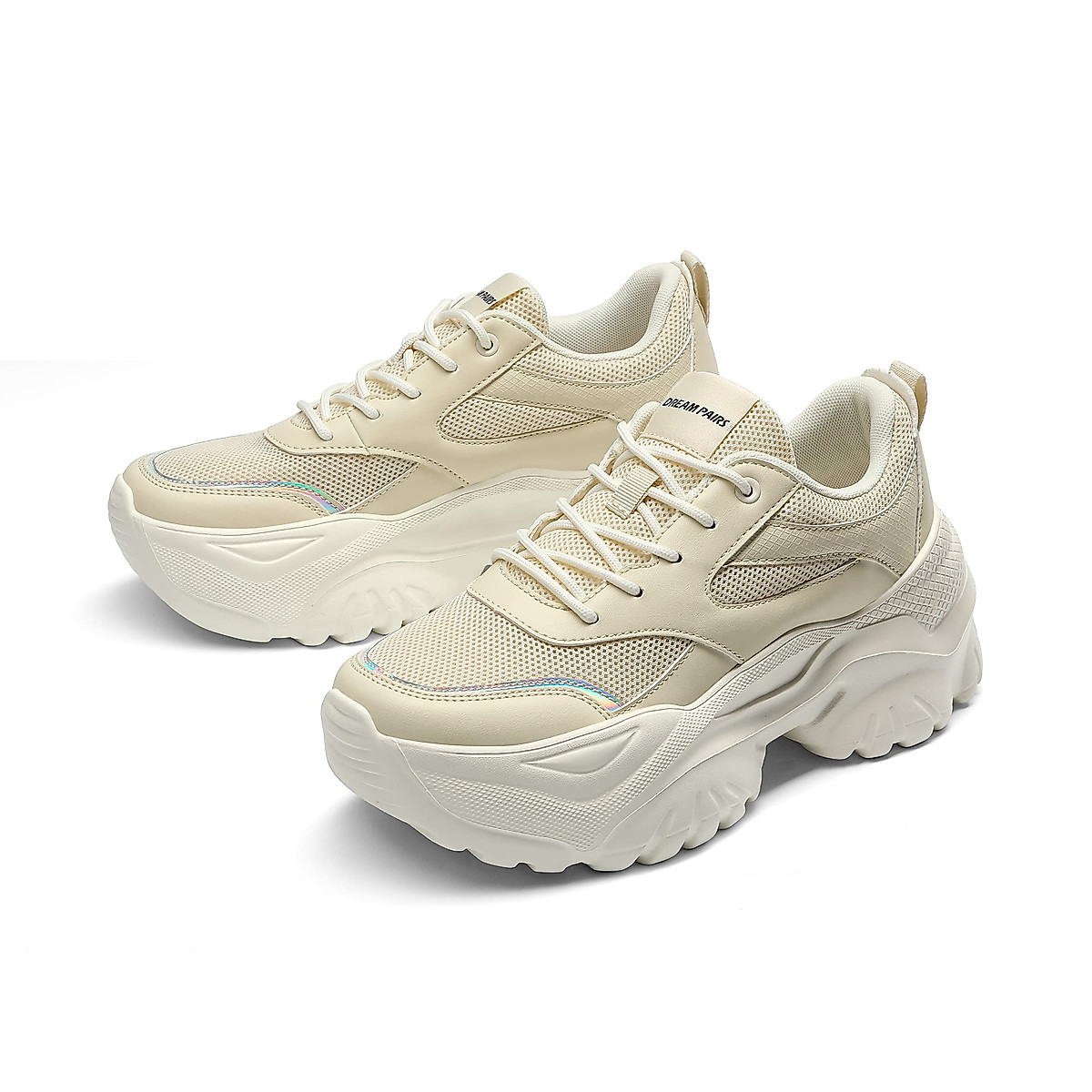 DREAM PAIRS Women's Fashion Chunky Sneakers, Slip on Dad Shoes Comfortable Platform Sneakers for Women, White, Size 8.5 Sdfn2315w