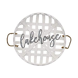 Lake House White Tobacco Basket Wall Decor