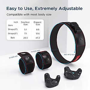 KIWI design Tracker Straps and Belt for Full Body Tracking VR, Compatible with Quest 2 and SteamVR, Upgraded Palm/Foot Trackerstrap Accessory Fit HTC Vive Tracker (Trackers NOT Included)