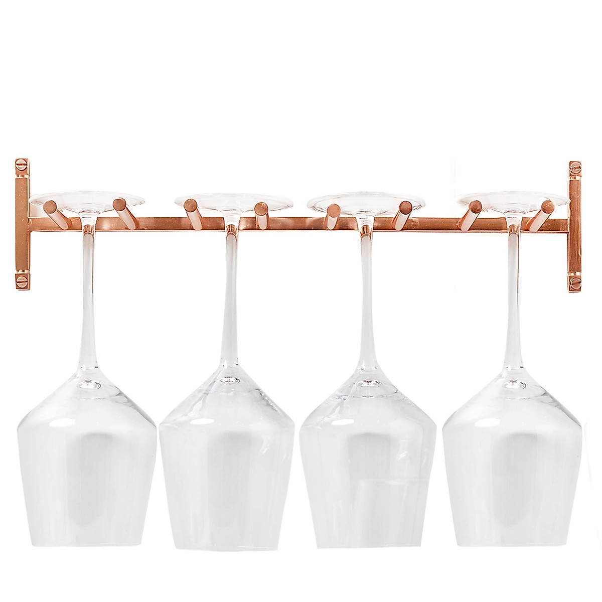Wine Glass Rack, Wall mounted Wine Glass rack, Under cabinet Stemware Rack for Kitchen, Wine Glass Holder Glasses Storage Hanger Copper Hanging 4 Wine Glasses with class by Wanda Living - Copper