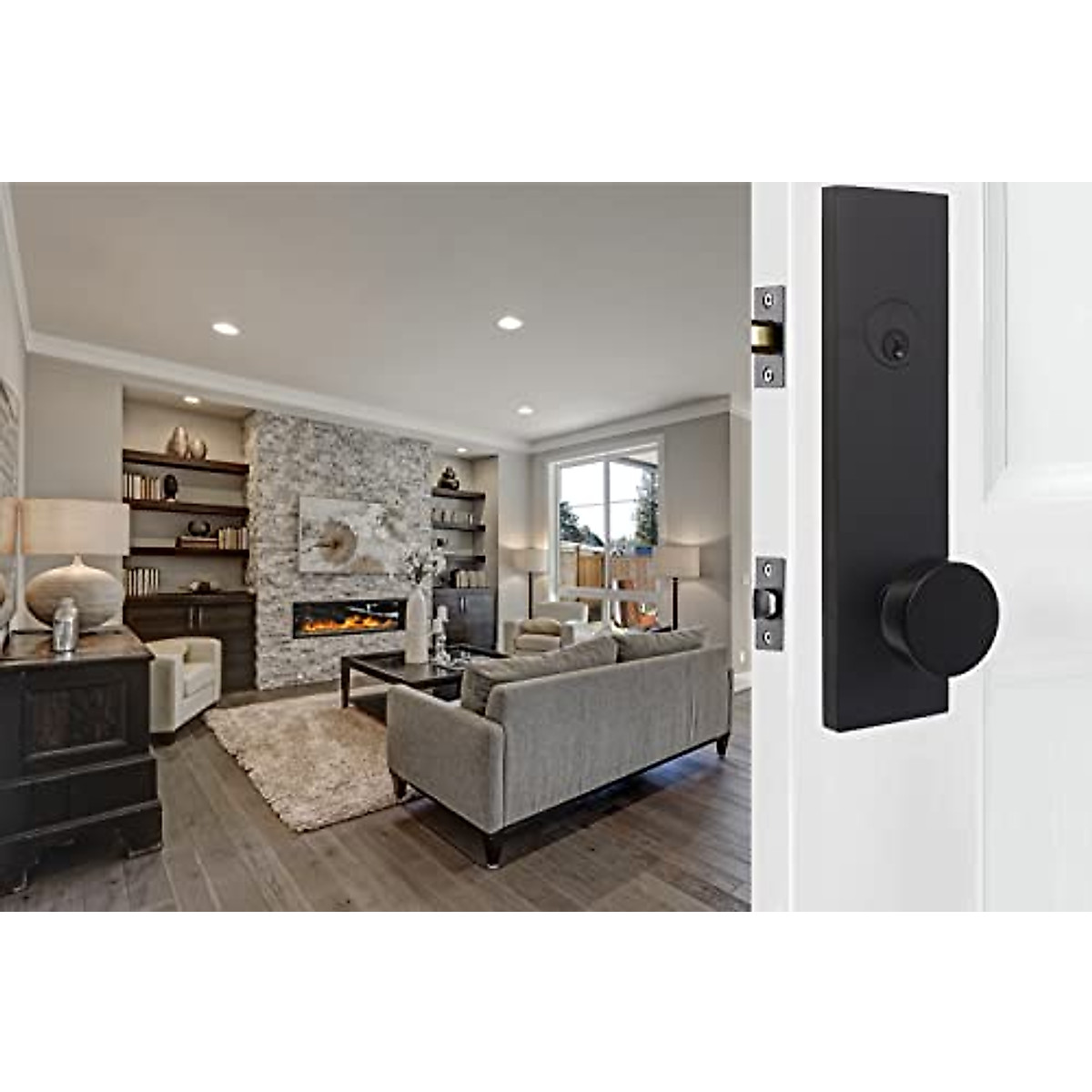 Weslock 066214242SL2D Addy Entry Handle with Mesa Knob (Keyed Handleset, Matte Black)