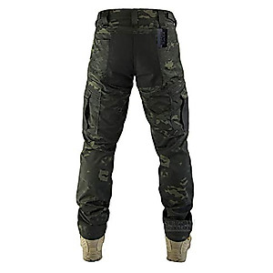 Survival Tactical Gear Combat Pant Motorcycle Riding Pants Ripstop Military Camo Trousers for Camping Hiking (Multicam Black, M)