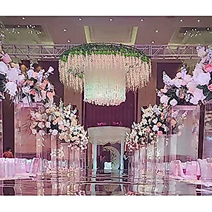 LUZOGA 25 Pack (90.2FT) Artificial Wisteria Flowers Fake Vine Ratta Hanging Garland Silk Flowers String for Home Party Garden Wedding Decor(Light Pink)