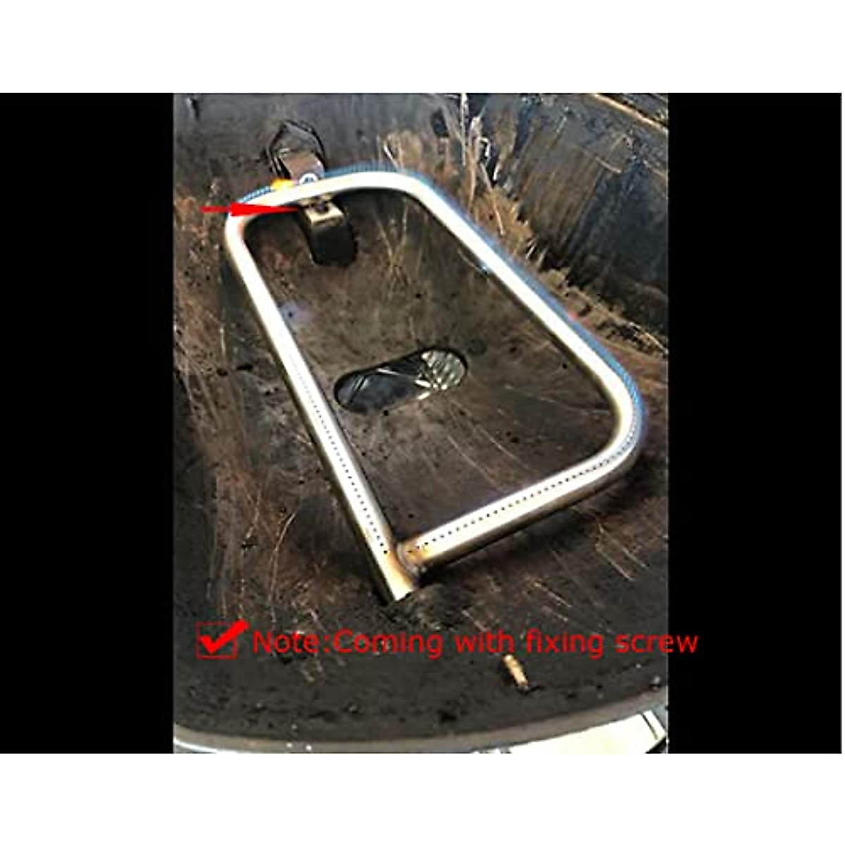 SUONA 41862 20.5 Inch 304SS Grill Burner Tube with Screw for Weber Q200, Q220, Q2000, Q2200 Grill Parts for Weber Q Series 396000 396001 396002 566002 53060001 54060001 60041 1-Pack BR-41