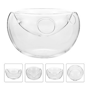 Yardwe Glass Salad Bowl Set w/ Ice Chiller Base Cold Serving Dish Set w/ Ice Chamber Dry Ice chilled serving bowl Double Salad BowlChilled Pasta Fruit Salad ( 10X10X6CM ) (O98VT2316439GKBALJ)