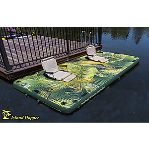 Island Hopper Lakeside Tropical Graphics Series 10ft x 6ft inflatable water platform floating dock & bouncer slide (Platform Only)