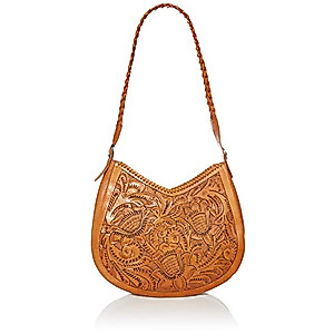 Mauzari Sonoma Women's Large Tooled Leather Hobo Handbag (Honey)