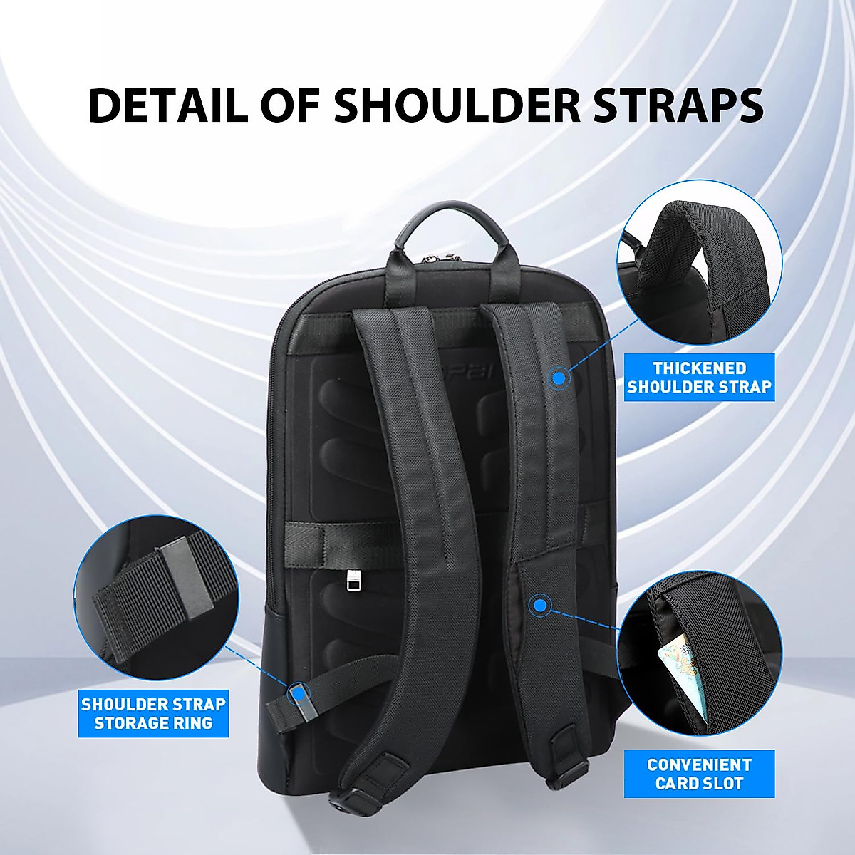 BOPAI Slim Laptop Backpack 15-15.6 inch USB Charging Backpack for Men Water Resistant College Laptop Backpack Office Anti Theft Backpack Smart Computer Backpack Men Black