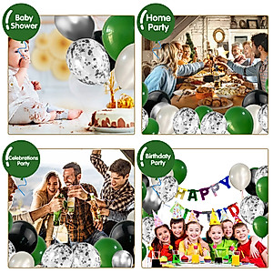 100PCS Green Silver Black White Balloon Chrome Metallic and Confetti Balloons for Graduation Birthday Baby Shower Game Party Decorations