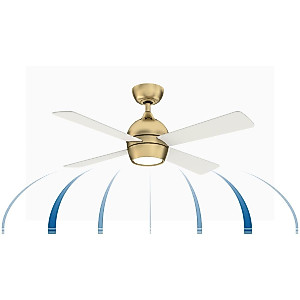 Fanimation Kwad 44 inch Indoor Ceiling Fan with LED Light Kit, Brushed Satin Brass