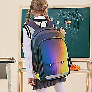 Glaphy Abstract Colorful Stripes Backpack School Bag Lightweight Laptop Backpack Student Travel Daypack