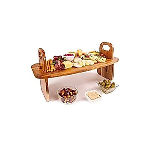 Wooden Serving Tray, 3 in 1 Ideal for Dinner Parties, Dining Table or Picnics, Special for Gift!