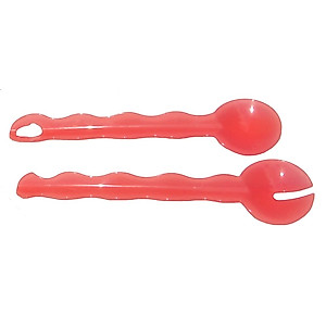 Tupperware Impressions Salad Serving Set Tongs Interlocking Spoons Watermelon Red
