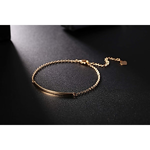 Dainty Gold Bar Bracelet for Women Simple Delicate 18K Gold Plated Chain Handmade Minimalist Jewelry