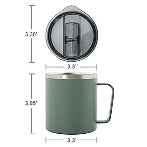 Innopack Insulated Coffee Mug with Handle, 13oz Stainless Steel Togo Coffee Travel Mug, Reusable and Durable Double Wall Coffee Cup, Powder Coated Green