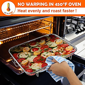 2 Pack Air Fryer Basket for Oven, 17.9'' x 11.8'' Stainless Steel Air Fryer Basket, Large Capacity Air Fryer Basket, Non-stick Mesh Basket Set for Bacon, Fries, Chicken, Vegetables, etc.