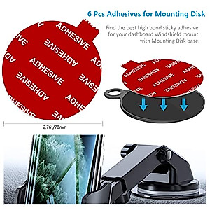 Sticky Adhesive Replacement for Windshield Camera Holder, AZXYI 6pcs 2.76''(70mm) VHB Circle Double-Sided Adhesive Tapes for Dashboard Suction Cup Mount, Mounting Disk Pads, Dash Cam/GPS/Sucker Holder
