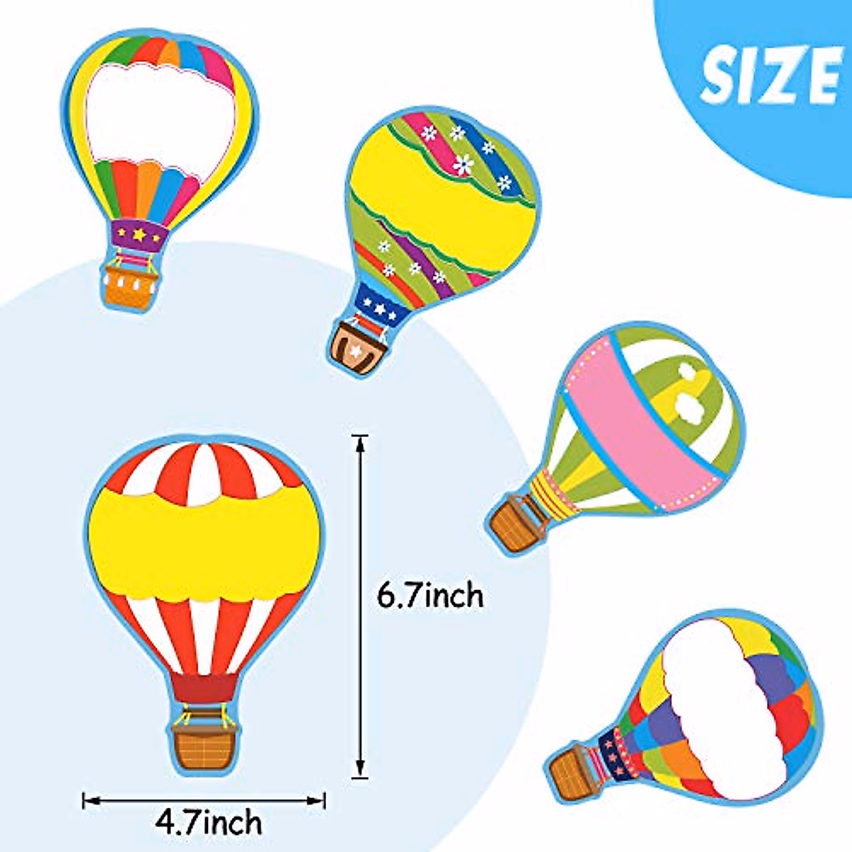 Colorful Hot Air Balloon Name Tags for Classroom & Kids Rooms