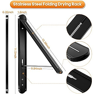 ENKUY Clothes Drying Rack Folding, Laundry Clothes Hanging Rack, Wall Mounted Retractable Clothing Dryer Hanger for Laundry Room Organization, Bathroom, Garage, Indoor and Outdoor (Black)