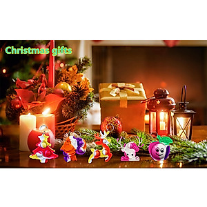 (Christmas Party Gift ）30 Packs Bulk Santa Deer Rudolph Mini Pop Fidget Key Chain， Christmas Party Favors Supplies and Student Prizes Gift