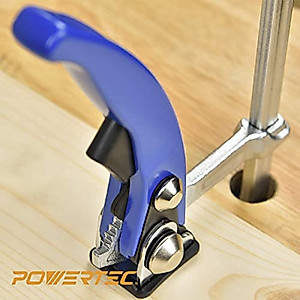 POWERTEC 71542 Quick Release Ratcheting Table Clamp for MFT and Guide Rail System, 7” Capacity x 2-3/8” Throat Depth, 2PK