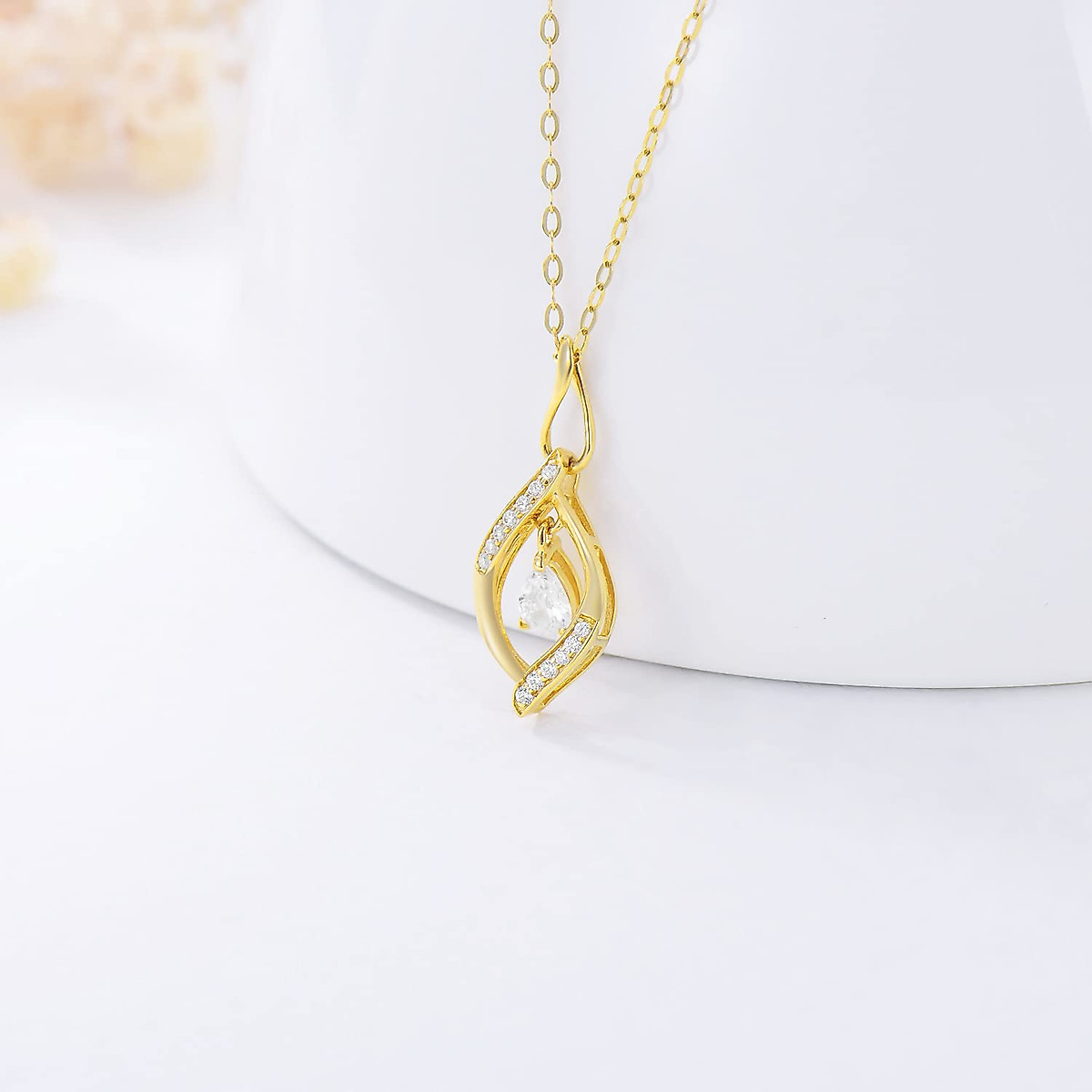 14K Gold Infinity Pendant Necklace for Women, Solid Gold Forever Love Infinity Necklace with 18 Inch Chain Anniversary Birthday Mothers Day Jewelry Gifts for Mom, Wife