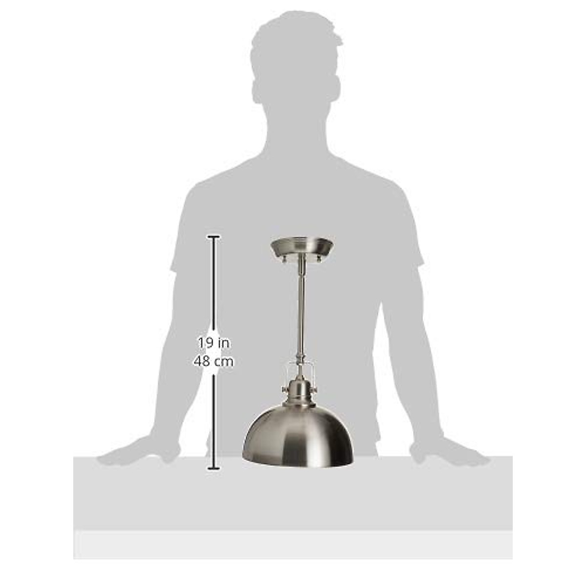 CANARM IPL222B01BN Polo 1 Light 9" Rod Pendant, Brushed Nickel with Painted White Interior, Silver