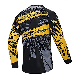 Cycling Jersey Men's Mountain Bike Motocross Jersey Long Sleeve MTB T-Shirt Downhill Tops Sports Racing Blouse Yellow L