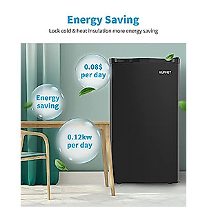 NA 3.2 Cu.Ft Single Door Mini Fridge, Compact Refrigerator Mini Refrigerator Small Drink Food Storage Machine for Dorm, Camper, Basement or Office (Black)