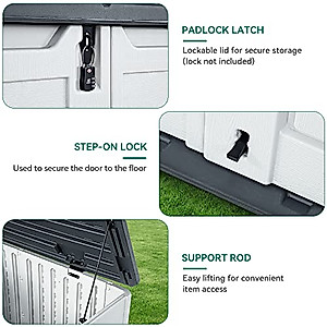 YITAHOME Outdoor Horizontal Storage Sheds, Weather Resistant Resin Tool Shed, Multi-Opening Door for Easy Storage of Bike, Trash Cans, Garden Tools, Lawn Mowers, 27 cu ft, Waterproof, Lockable