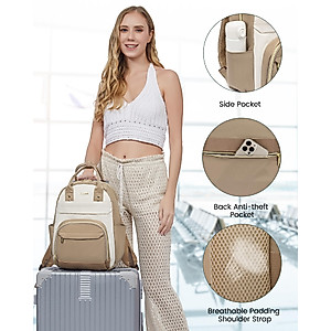 LOVEVOOK Mini Backpack Purse for Women, Small Backpack Bag, Light Weight Stylish Backpack for Daily Travel, Khaki-Beige-Light brown