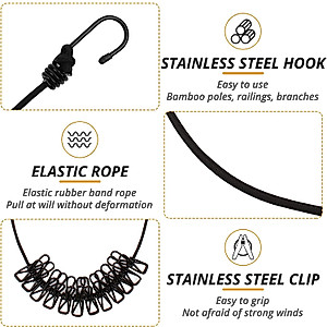 LUKEYLAND Portable Travel Clothesline,Adjustable Elastic Travel Camping Clothes line with 12 PCS Clips and 14 Positioning Clasp Windproof Clothesline Travel Camp（2pcs）