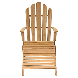 Tidyard Garden Adirondack Chair with Footrest Teak Wood Reclining Lounge Chair for Patio, Garden, Backyard, Poolside, Outdoor Furniture 26 x 59.4 x 38.6 Inches (W x D x H)