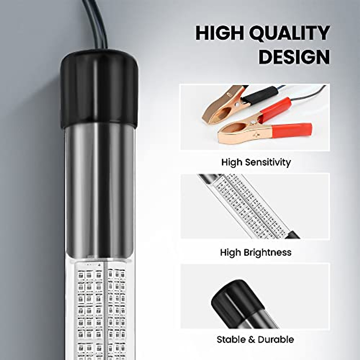 LED Night Fishing Light 12V 108 LEDs 10.8W Underwater Night Fishing Finder Light, 1080LM Green Submersible Fishing Attracting with 5M Power Cord