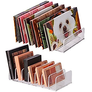 yzexi 2 Pcs Eyeshadow Palette Organizer Use for Bathroom Countertops, Wardrobe, Shelf, Drawer, Sunglasses, Wallet, Contour Kit (Cosmetic Storage Box Small&Large) Makeup (Clear), 7.08x5.12x1.97 in