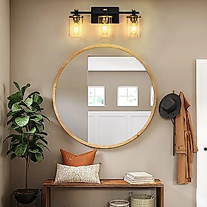 Atocif Bathroom Vanity Light 3-Light, Black and Gold Bathroom Light Fixtures with Clear Glass Shade, Vintage Bathroom Vanity Lights, Modern Wall Sconce for Bathroom, Living Room, Hallway, Bedroom