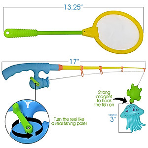 ArtCreativity Fishing Toys Set for Toddlers, Magnetic Fishing Set with Rods, Nets, Bag, and 30 Aquatic Toys, Interactive Fishing Game for Kids, Swimming Pool, Bath Toys for Kids, Boys and Girls